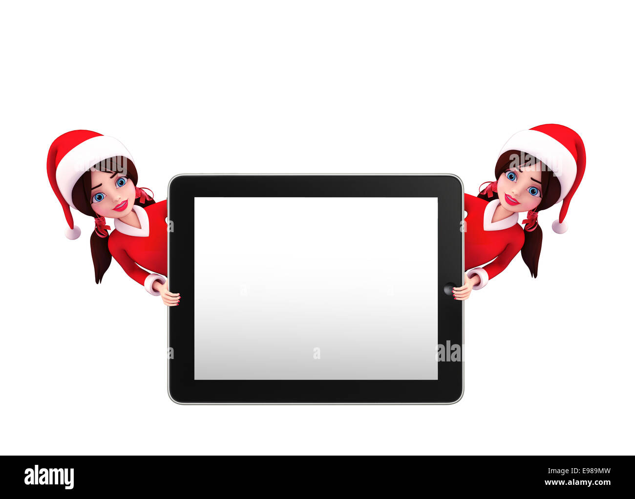 Illustration of santa girl with tab Stock Photo - Alamy