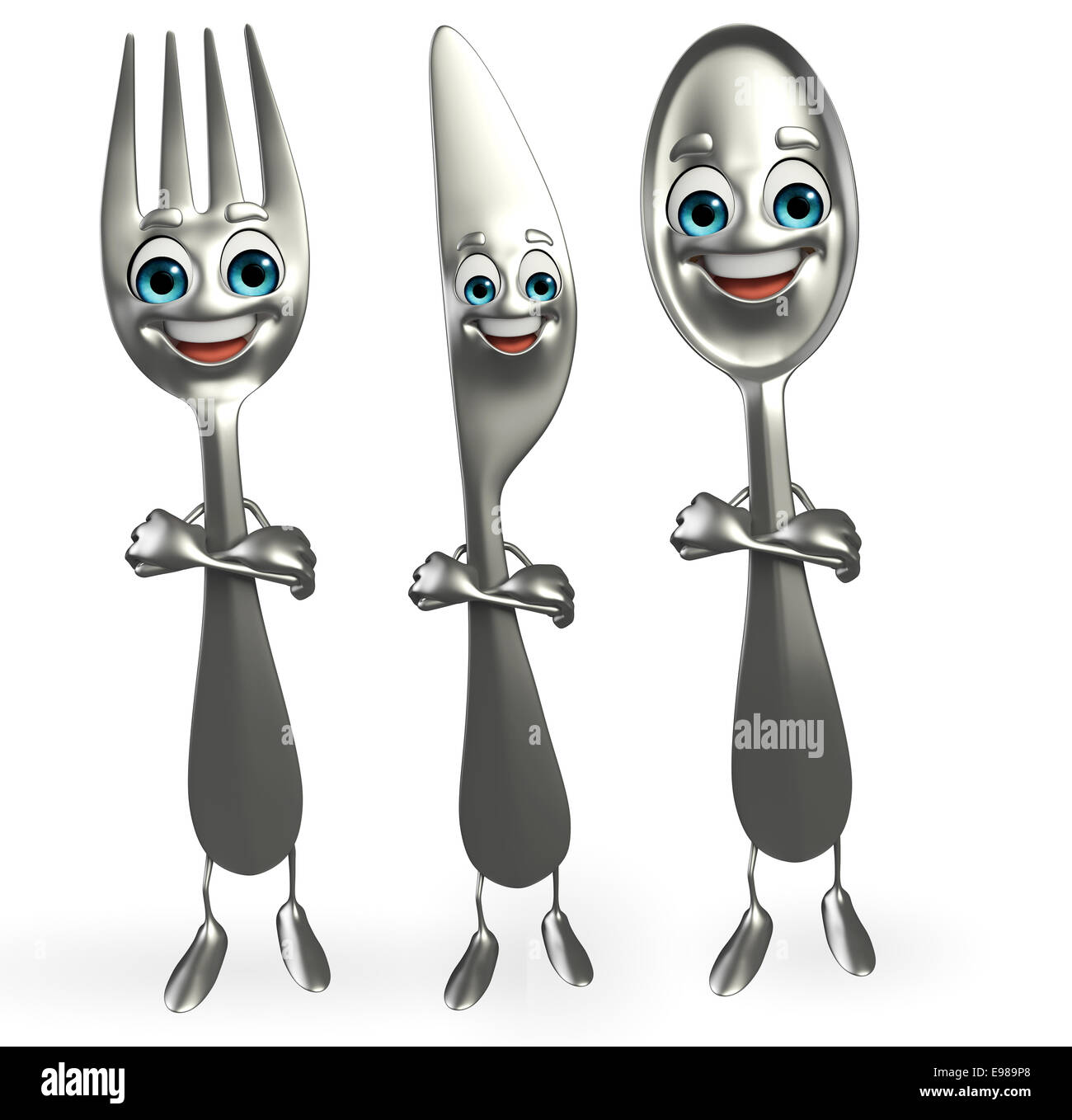 Cartoon character of spoon with folding hand Stock Photo - Alamy