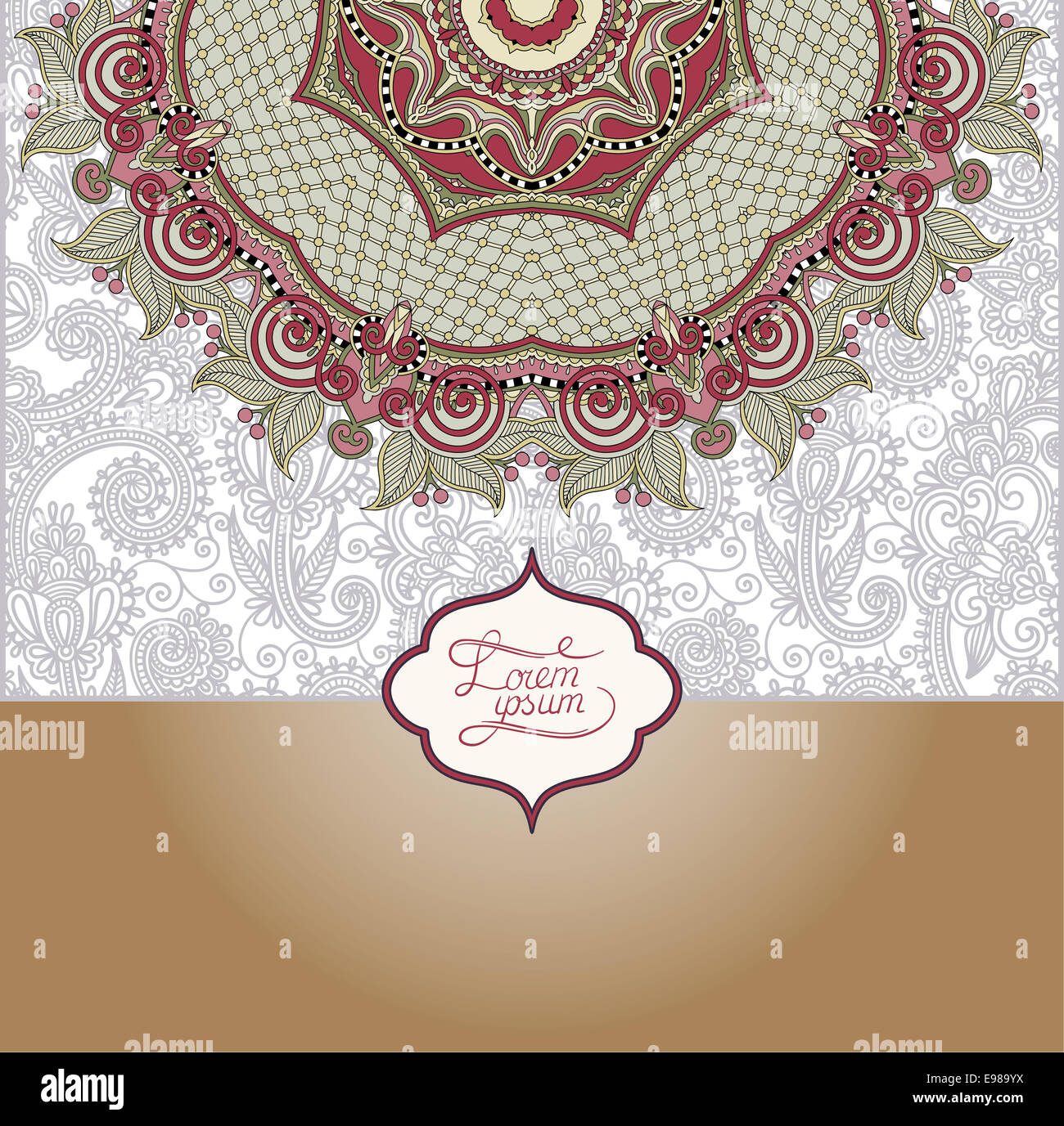 islamic vintage floral pattern, template frame for greeting card Stock ...