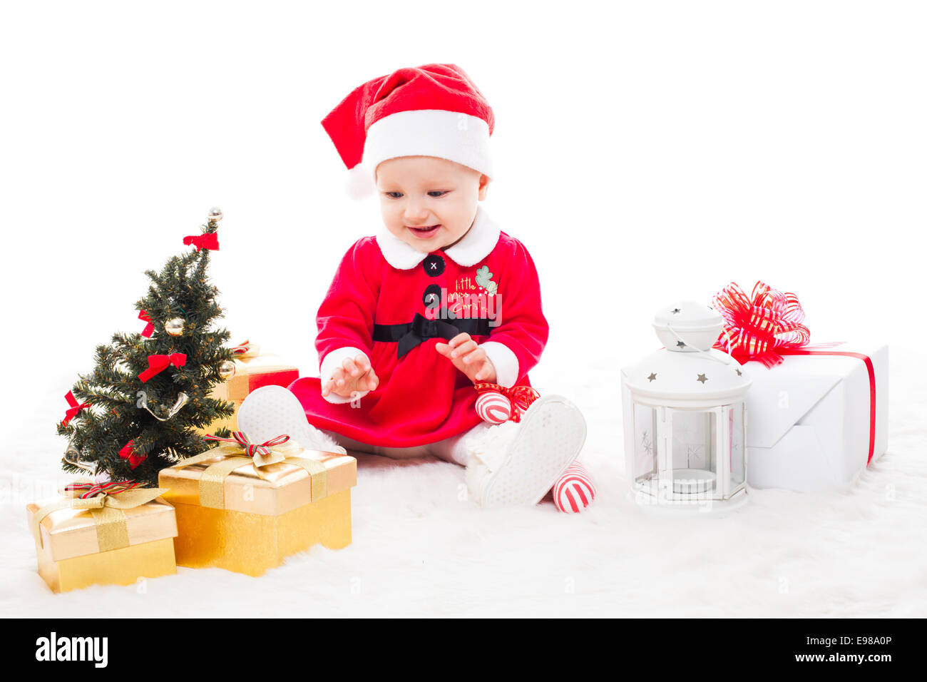 Santa baby girl Stock Photo - Alamy
