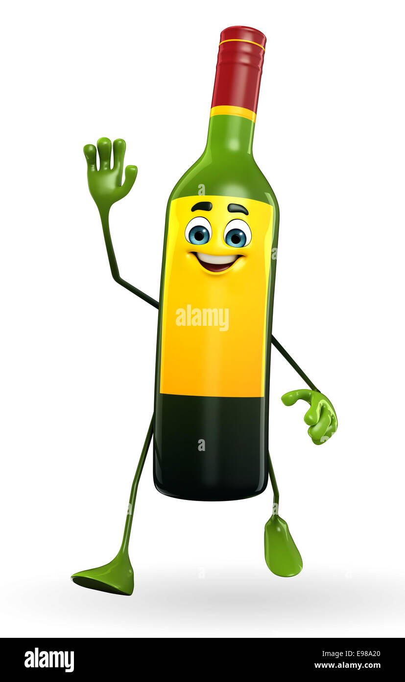 Cartoon Character of Wine Bottle with hello pose Stock Photo - Alamy
