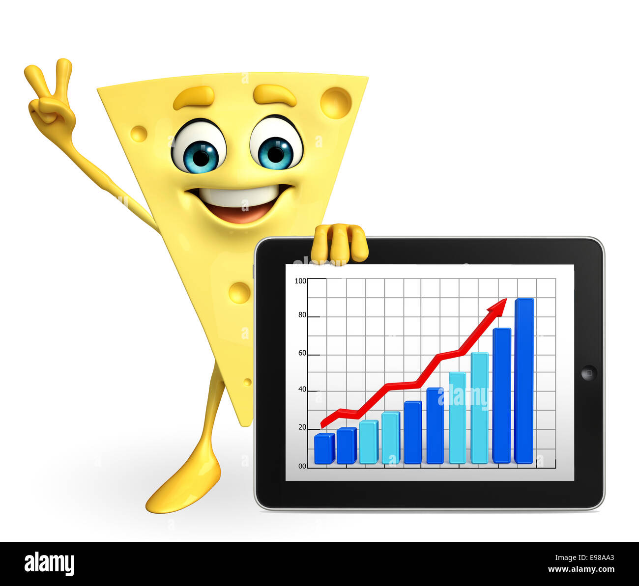 Cartoon Character of Cheese with business graph Stock Photo - Alamy