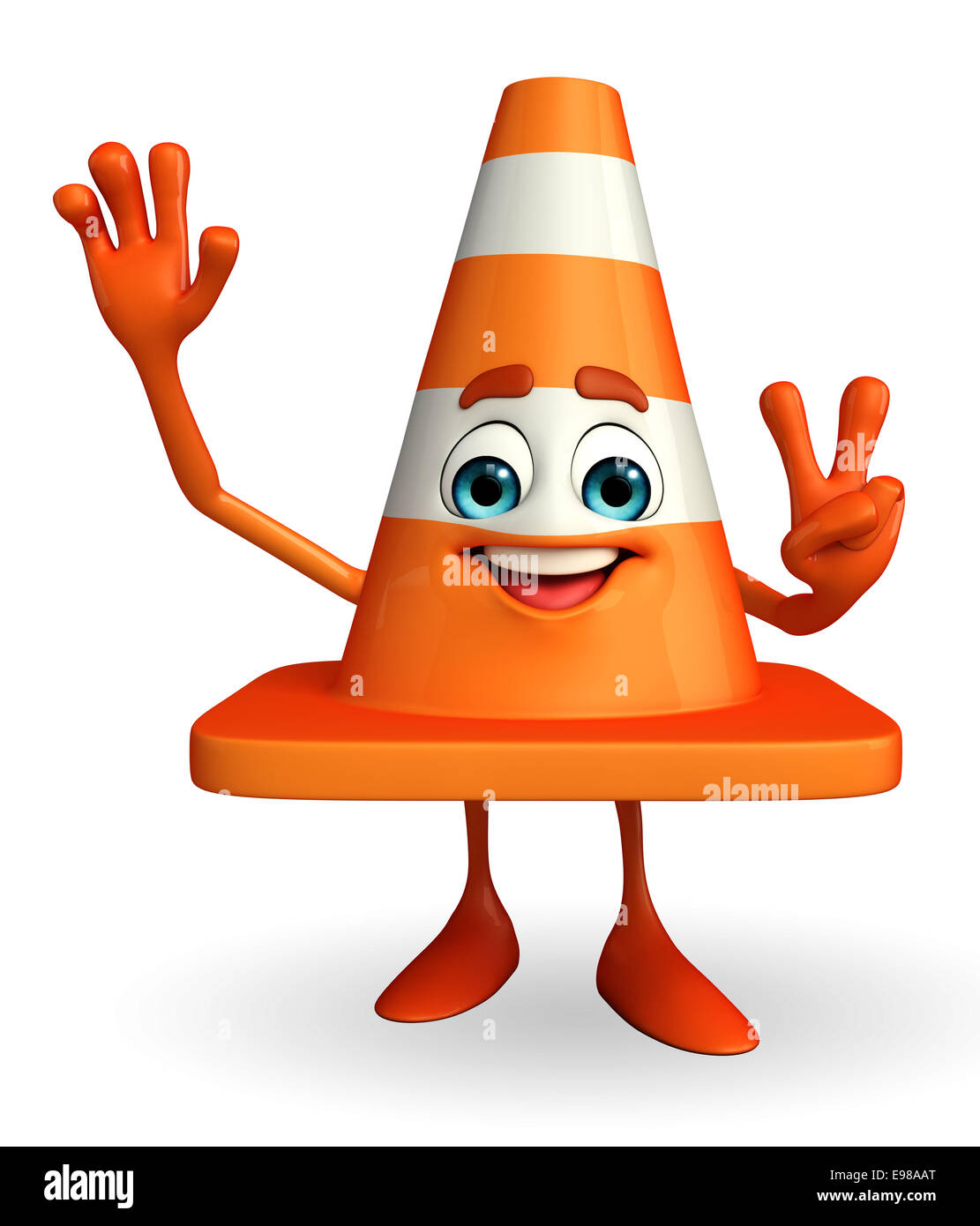 Cartoon Character of Construction cone with victory sign Stock Photo ...
