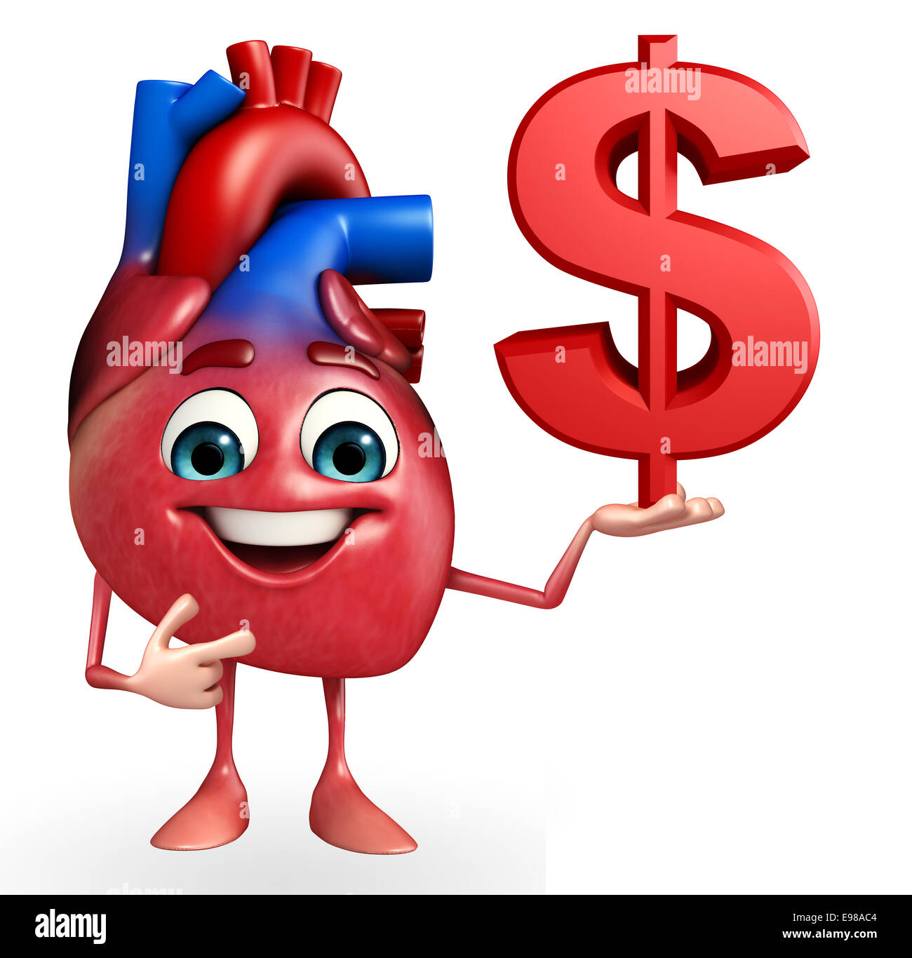 Cartoon Character of heart with dollar sign Stock Photo - Alamy