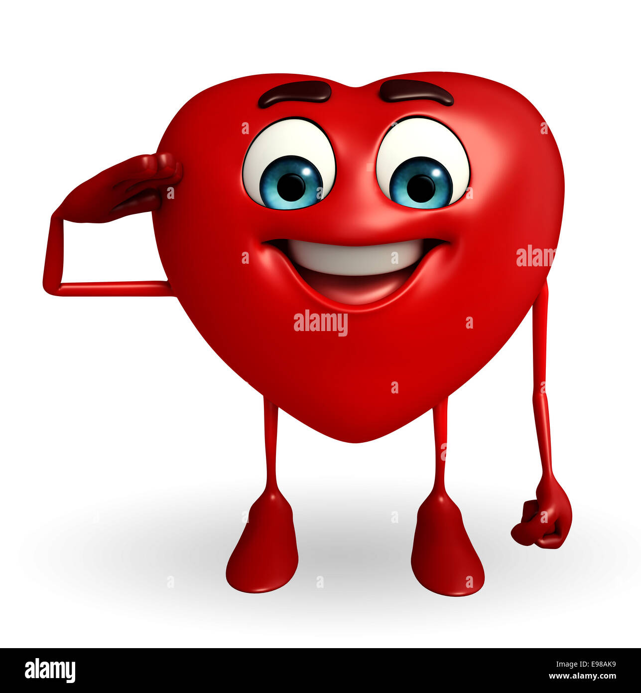 Cartoon Character of heart shape with salute pose Stock Photo - Alamy