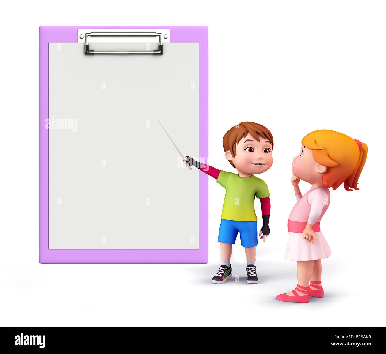 Illustration of cute kids with notepad Stock Photo - Alamy