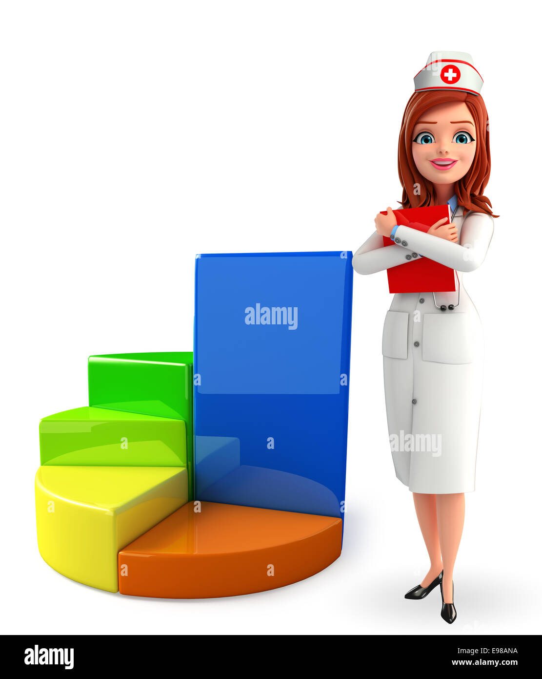 Cartoon Character of Nurse with graph pose Stock Photo - Alamy
