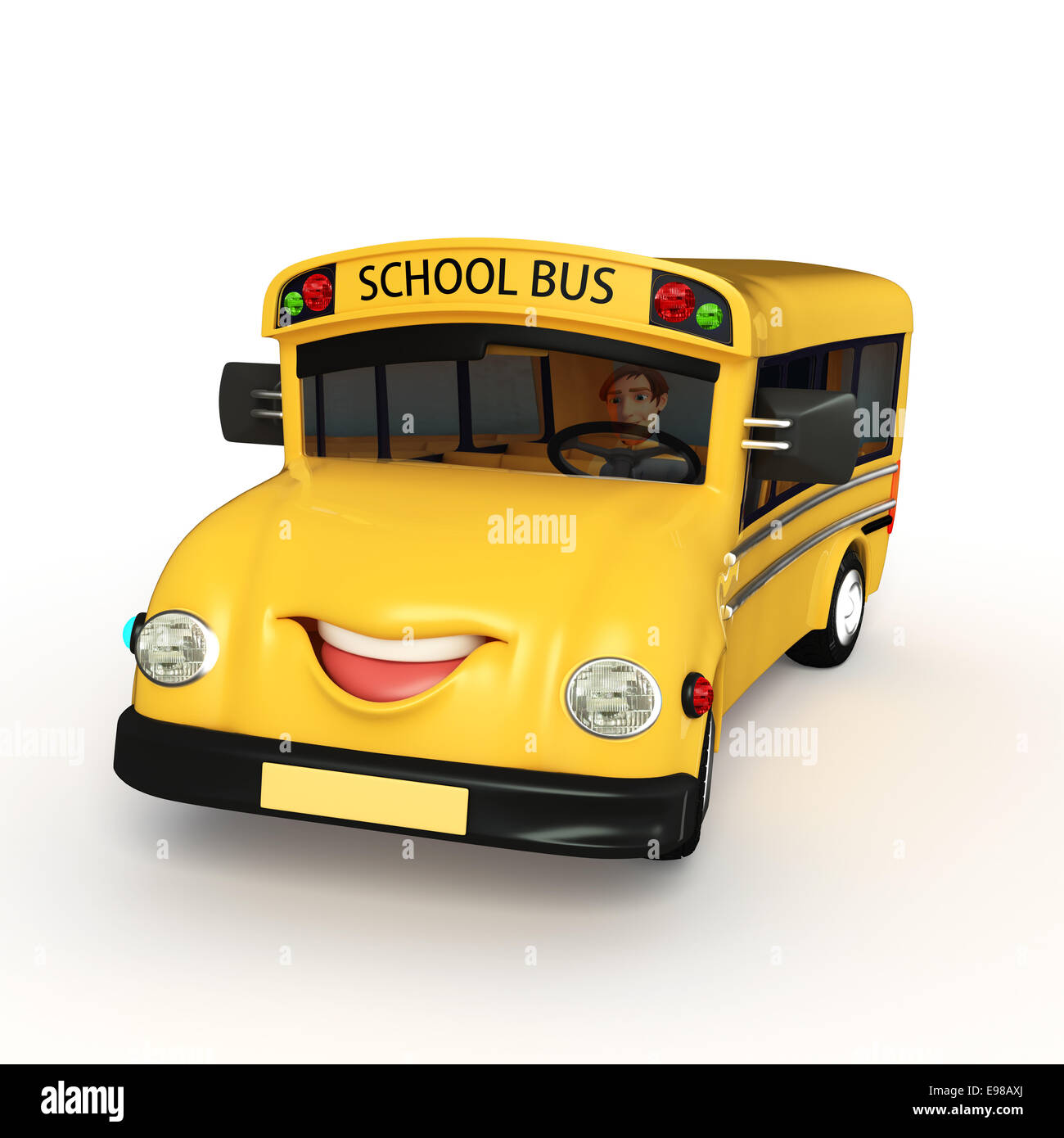 Cartoon Character of school van with Stock Photo - Alamy