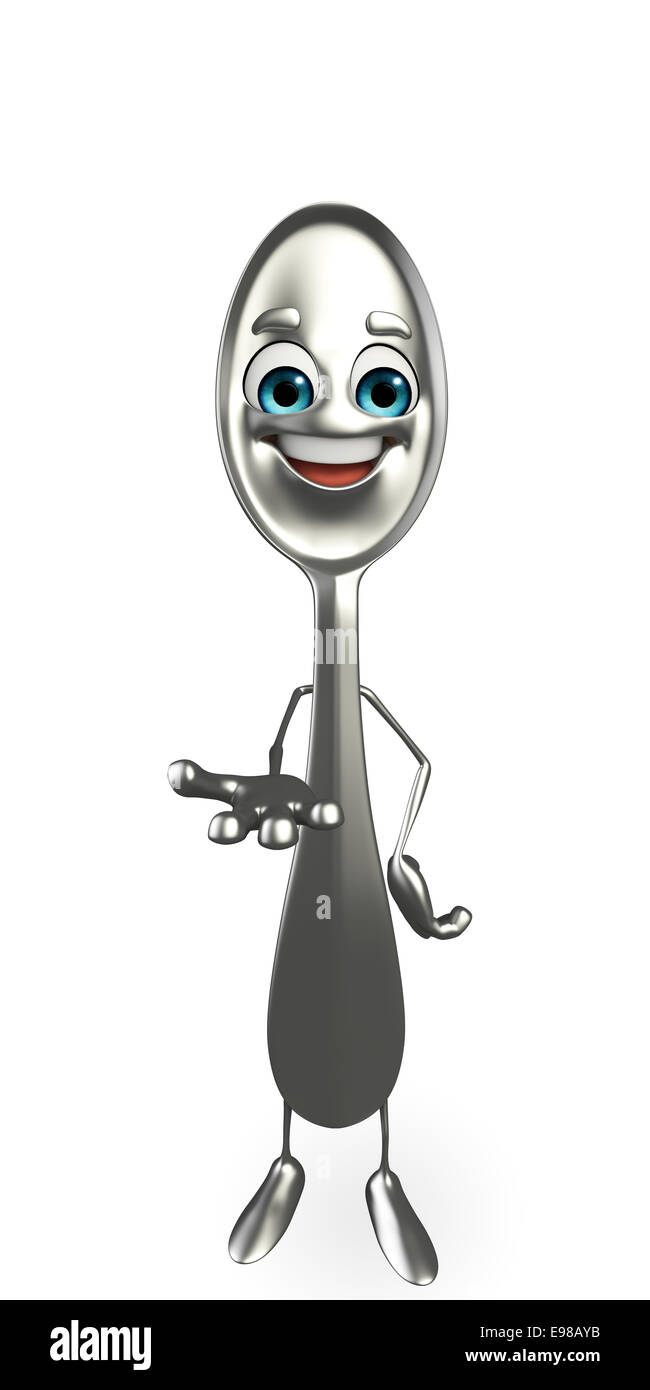 Cartoon character of spoon is presenting Stock Photo - Alamy