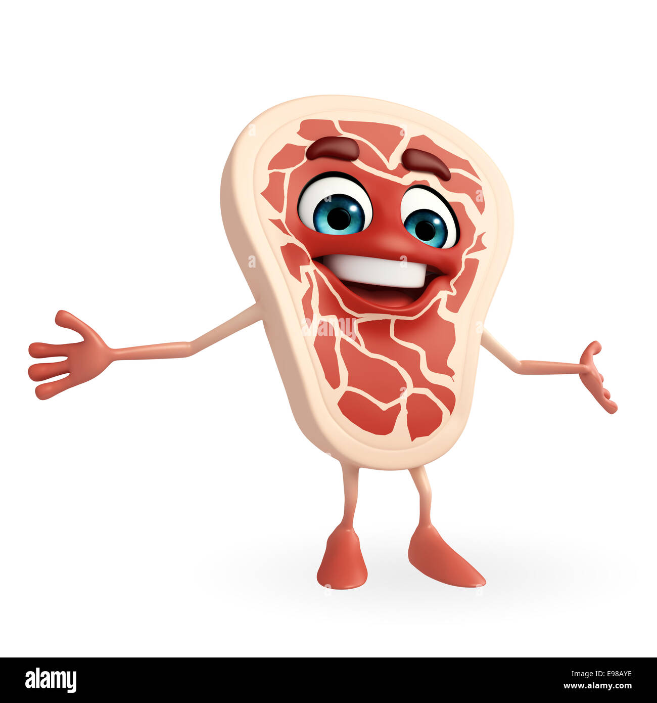 Cartoon Character of meat steak is happy Stock Photo - Alamy