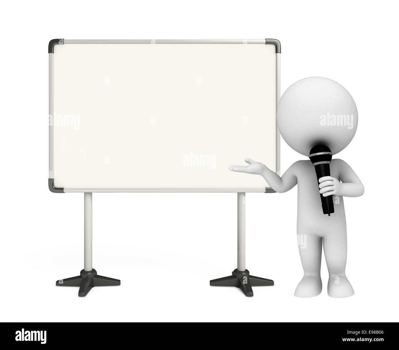 Illustration of white character with display board Stock Photo - Alamy