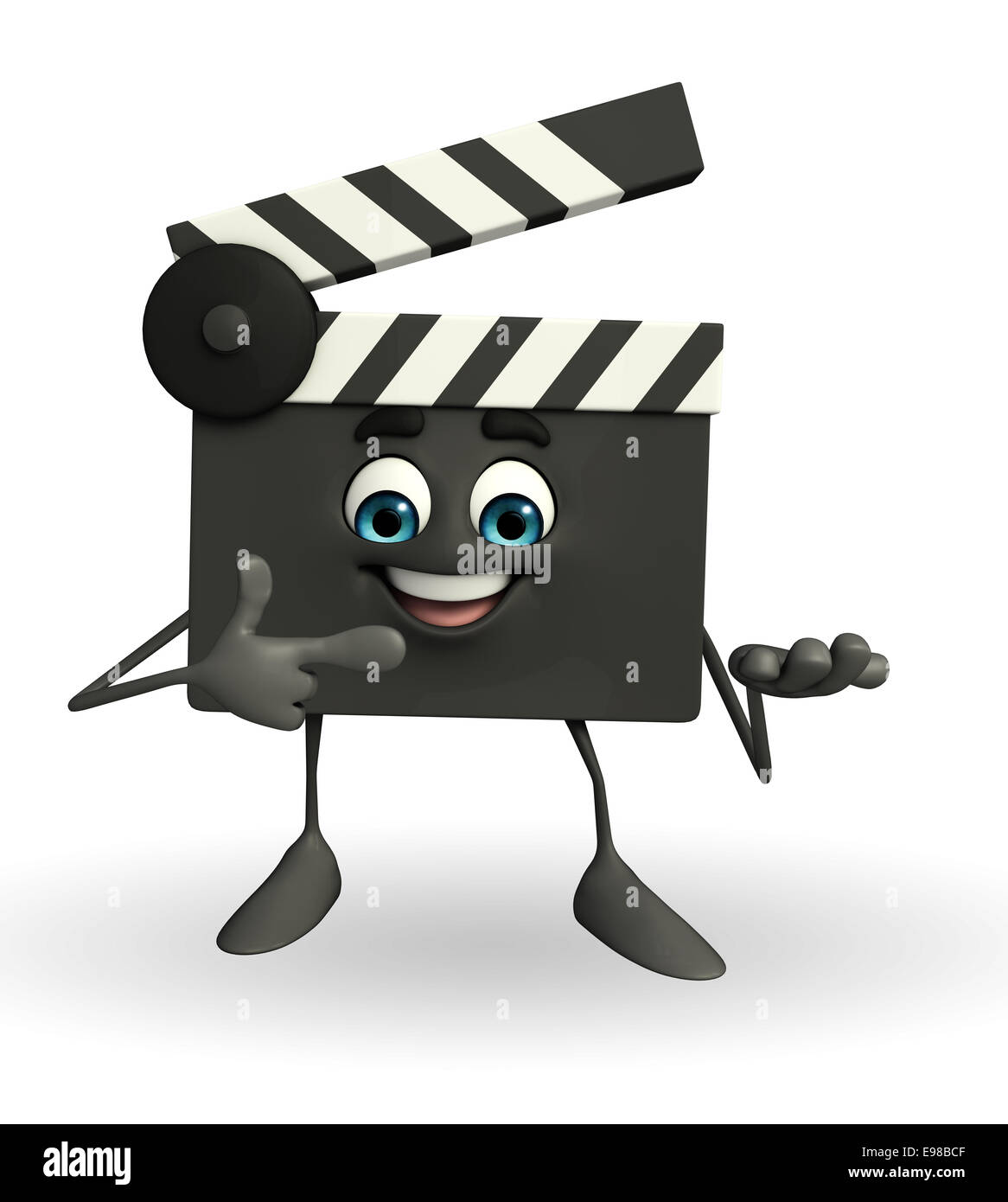Cartoon Character of Clapper Board with pointing pose Stock Photo - Alamy