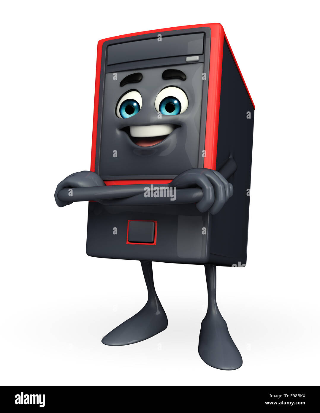 Cartoon Character of Computer Cabinet is folding hand Stock Photo - Alamy