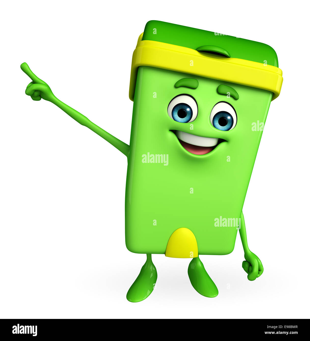 Cartoon Character of Dustbin is pointing Stock Photo - Alamy