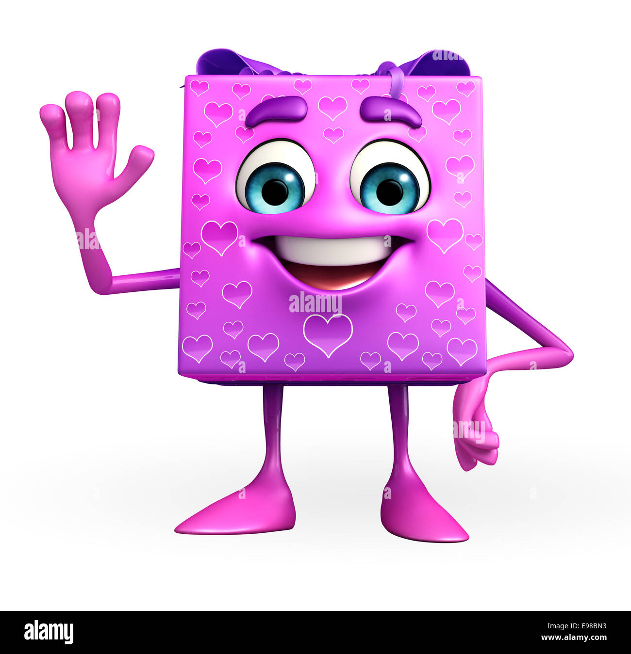 Cartoon Character of gift box with hello pose Stock Photo - Alamy