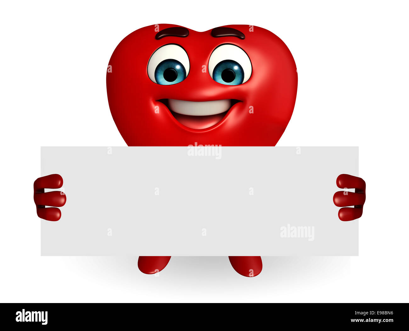 Cartoon Character of heart shape with sign Stock Photo - Alamy