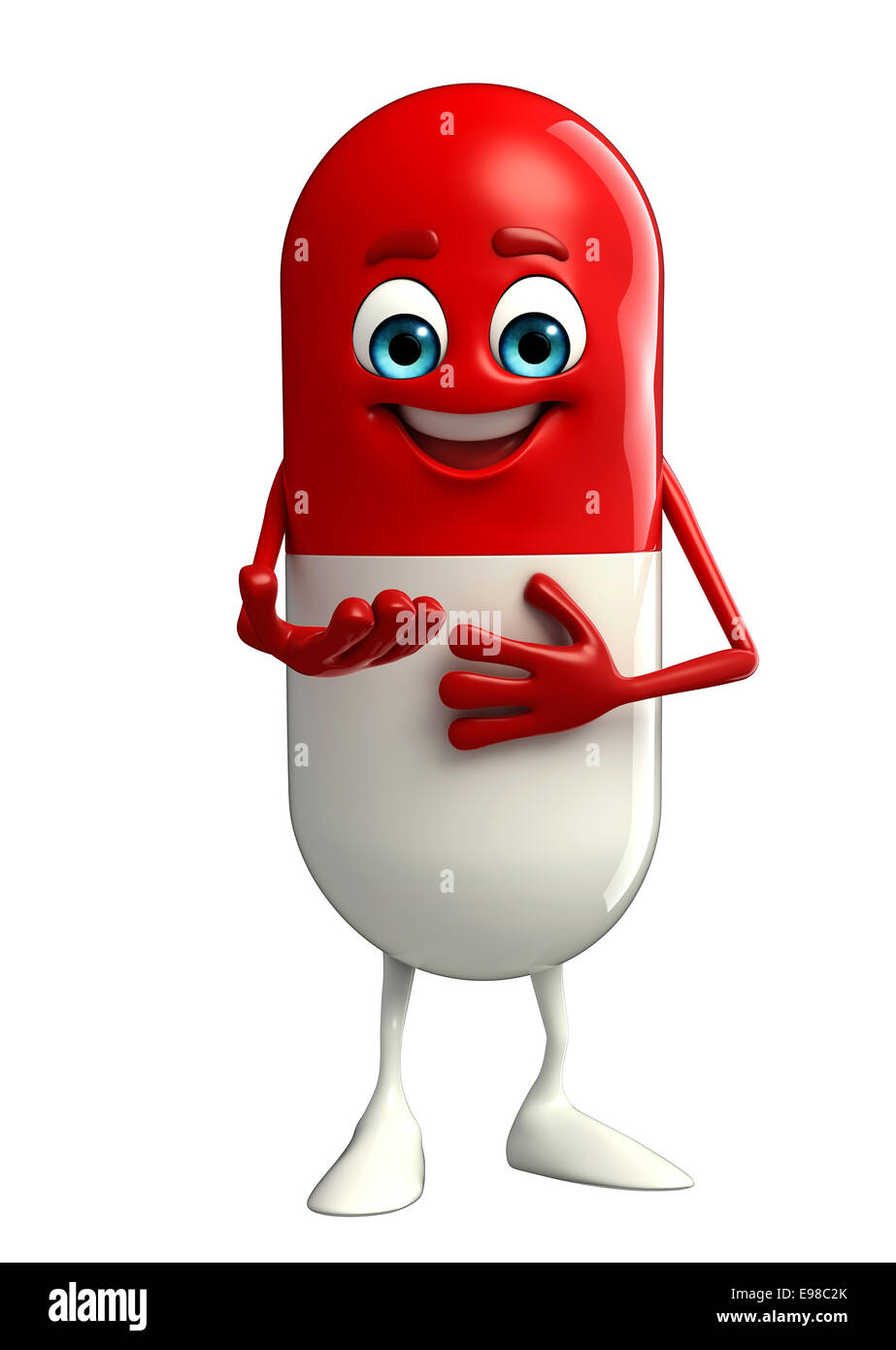 Cartoon character of pill is presenting Stock Photo - Alamy
