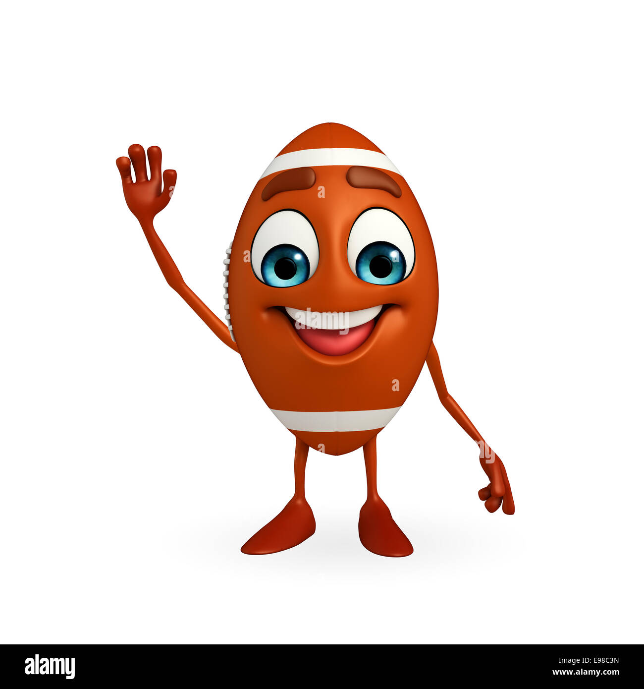 Cartoon Character of rugby ball hello pose Stock Photo - Alamy