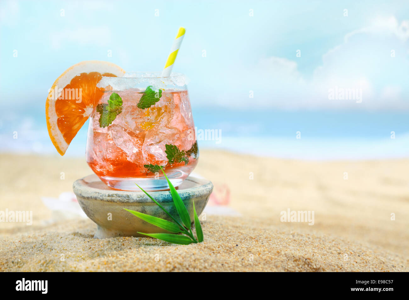 Beautiful photo of delicious looking cocktail on the beach Stock Photo ...