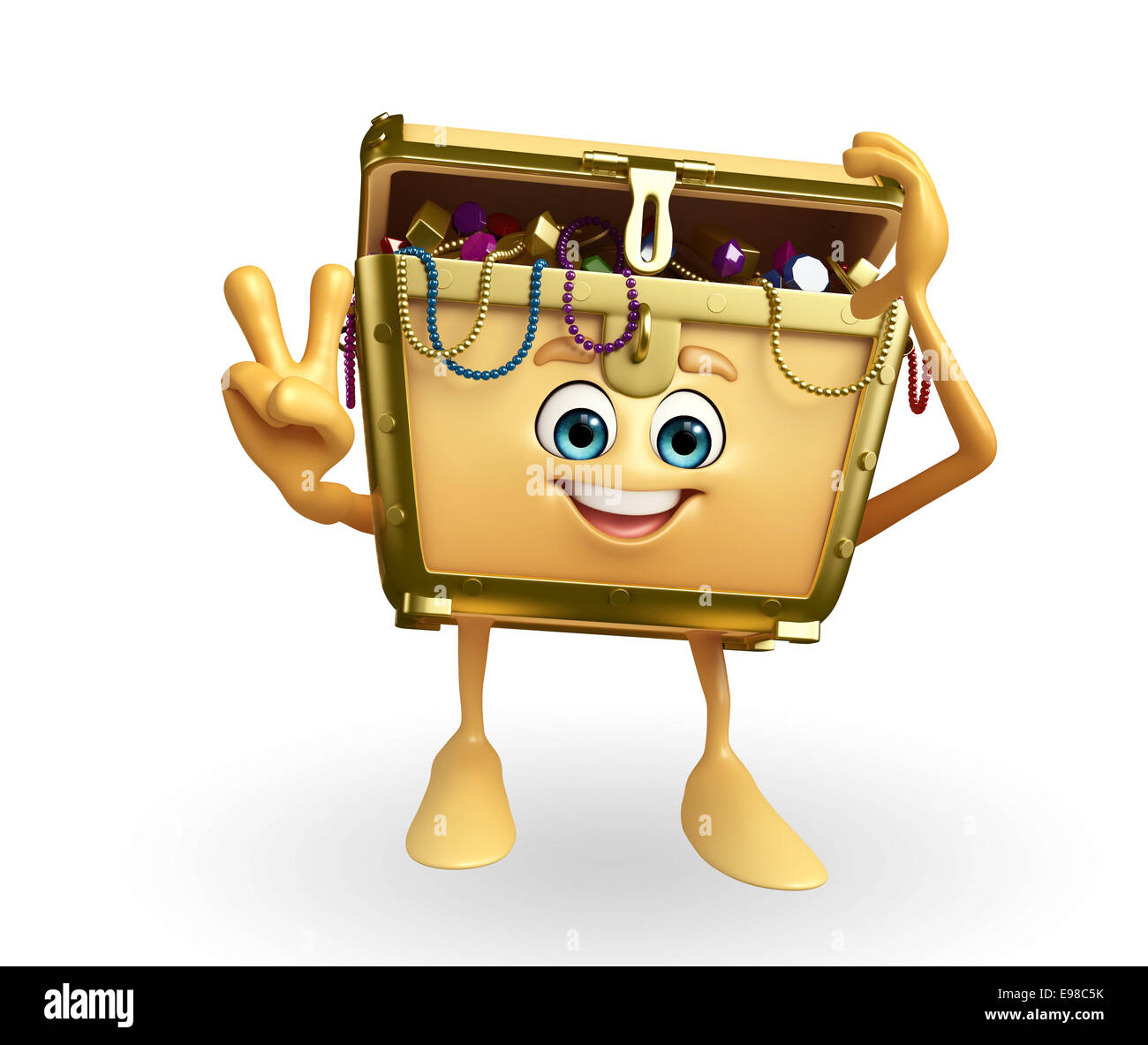 Cartoon Character of Treasure box with victory pose Stock Photo - Alamy