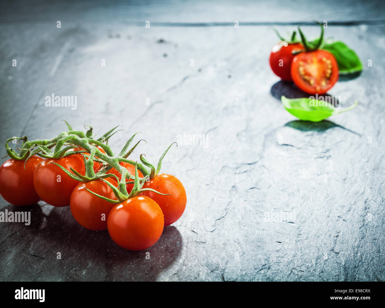 Photo of fresh tomatoes on vine hi-res stock photography and images - Alamy