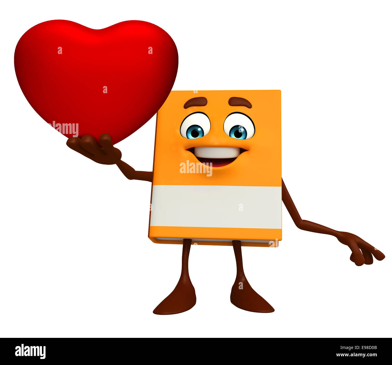 Cartoon Character of Book with heart Stock Photo - Alamy