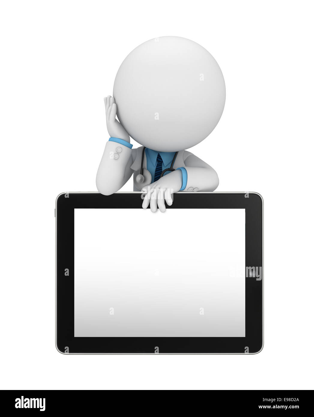 Illustration of young doctor with tab Stock Photo - Alamy