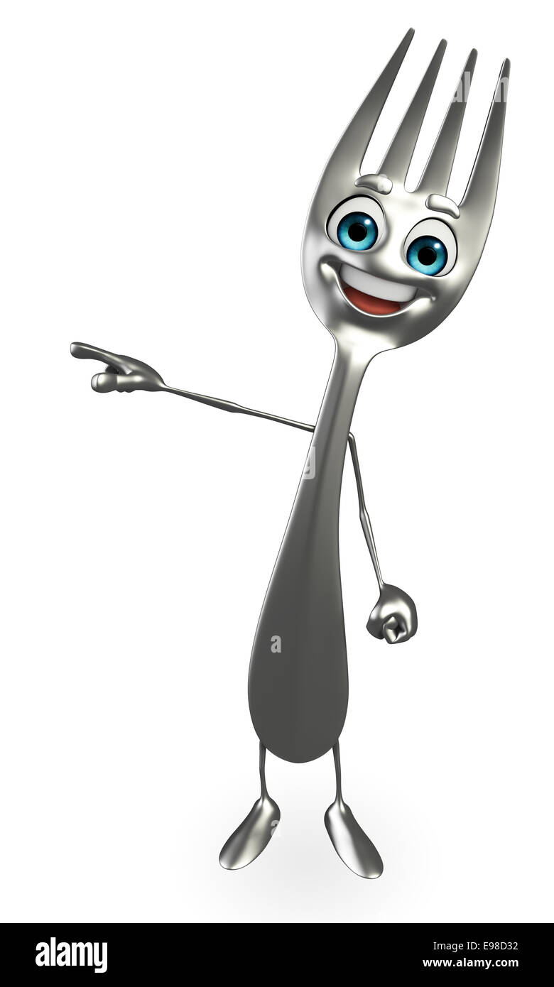 Cartoon character of fork is pointing Stock Photo - Alamy