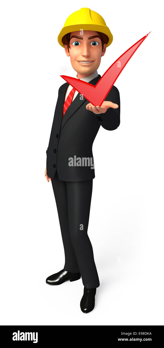 Illustration of Young Business Man with right sign Stock Photo - Alamy