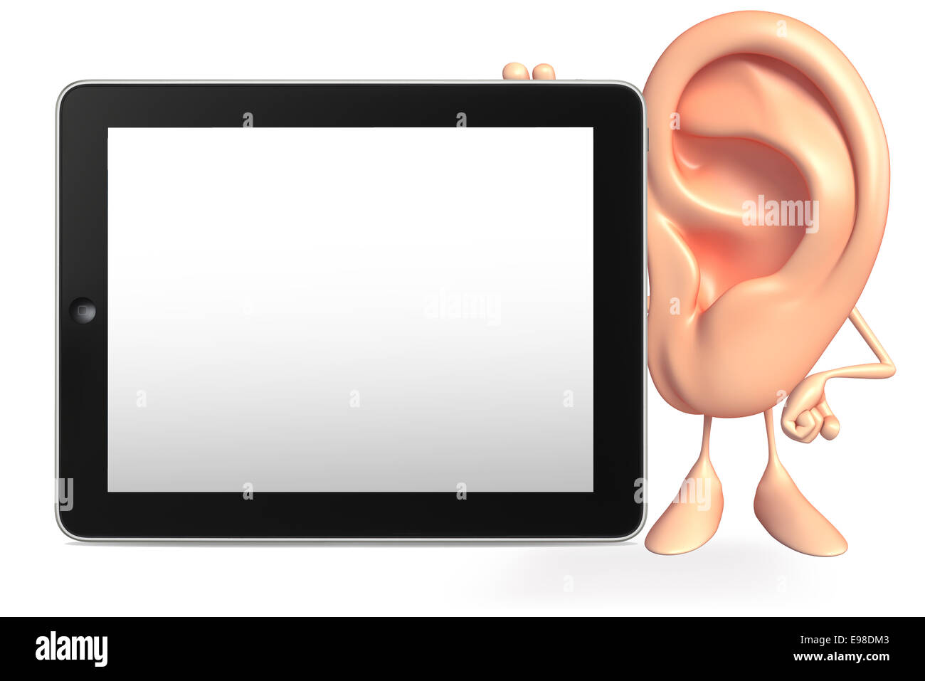 Cartoon Character of ear with tab Stock Photo - Alamy