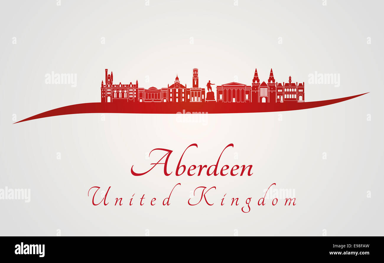 Aberdeen skyline in red Stock Photo - Alamy
