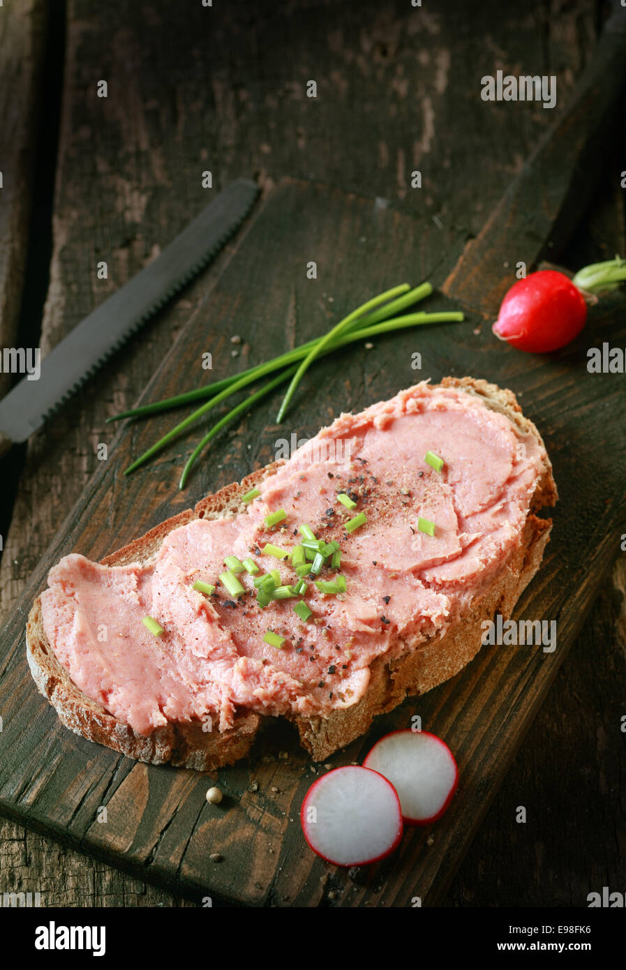 Delicious wholesome German cuisine with a slice of rye bread topped ...