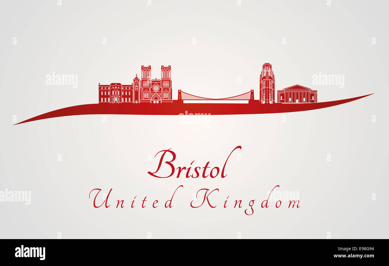 Bristol skyline in red Stock Photo - Alamy