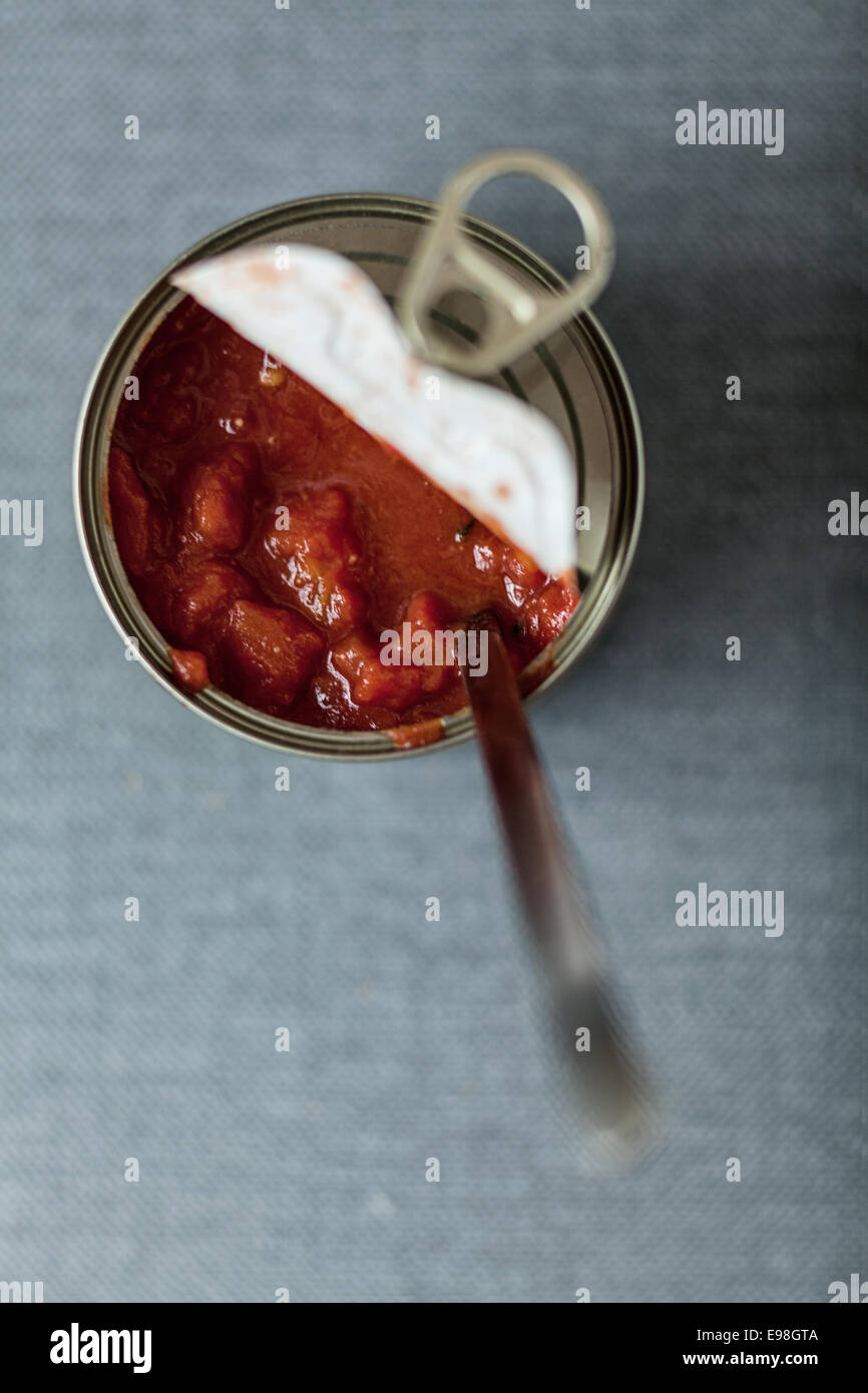 Macro Easy to Open Meat Canned Good Isolated Gray Background Stock ...