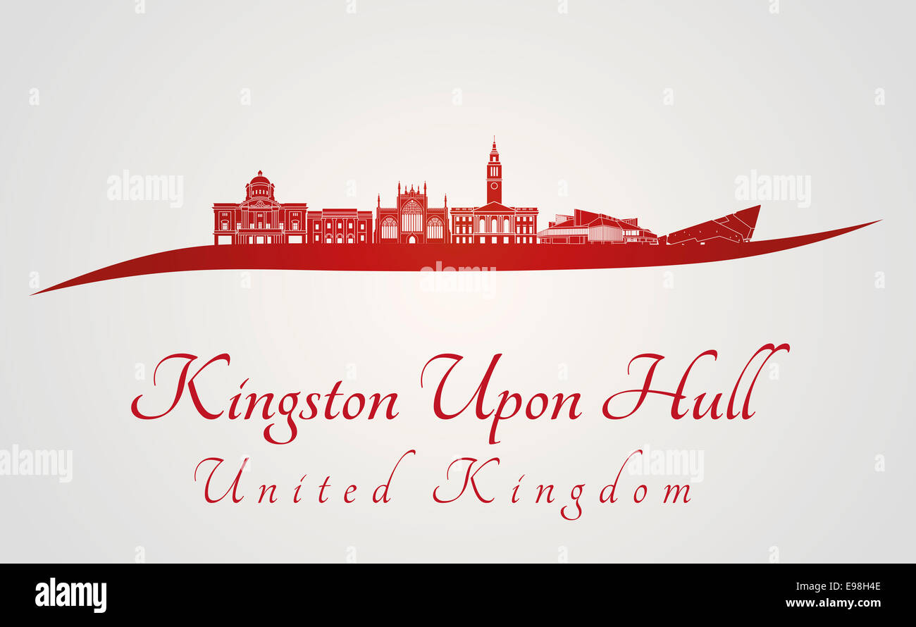 Kingston Upon Hull skyline in red Stock Photo - Alamy