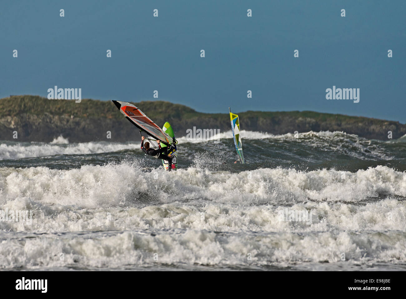 Surfing at Rhosneigr Anglesey North Wales 10/2014 Stock Photo - Alamy