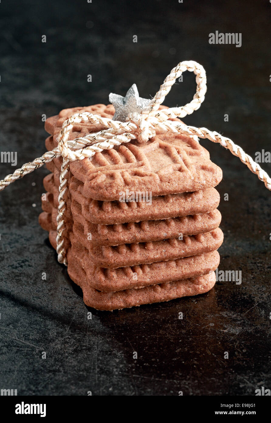 Stack of speciality speculoos biscuits, a spicy crunchy Dutch biscuit ...