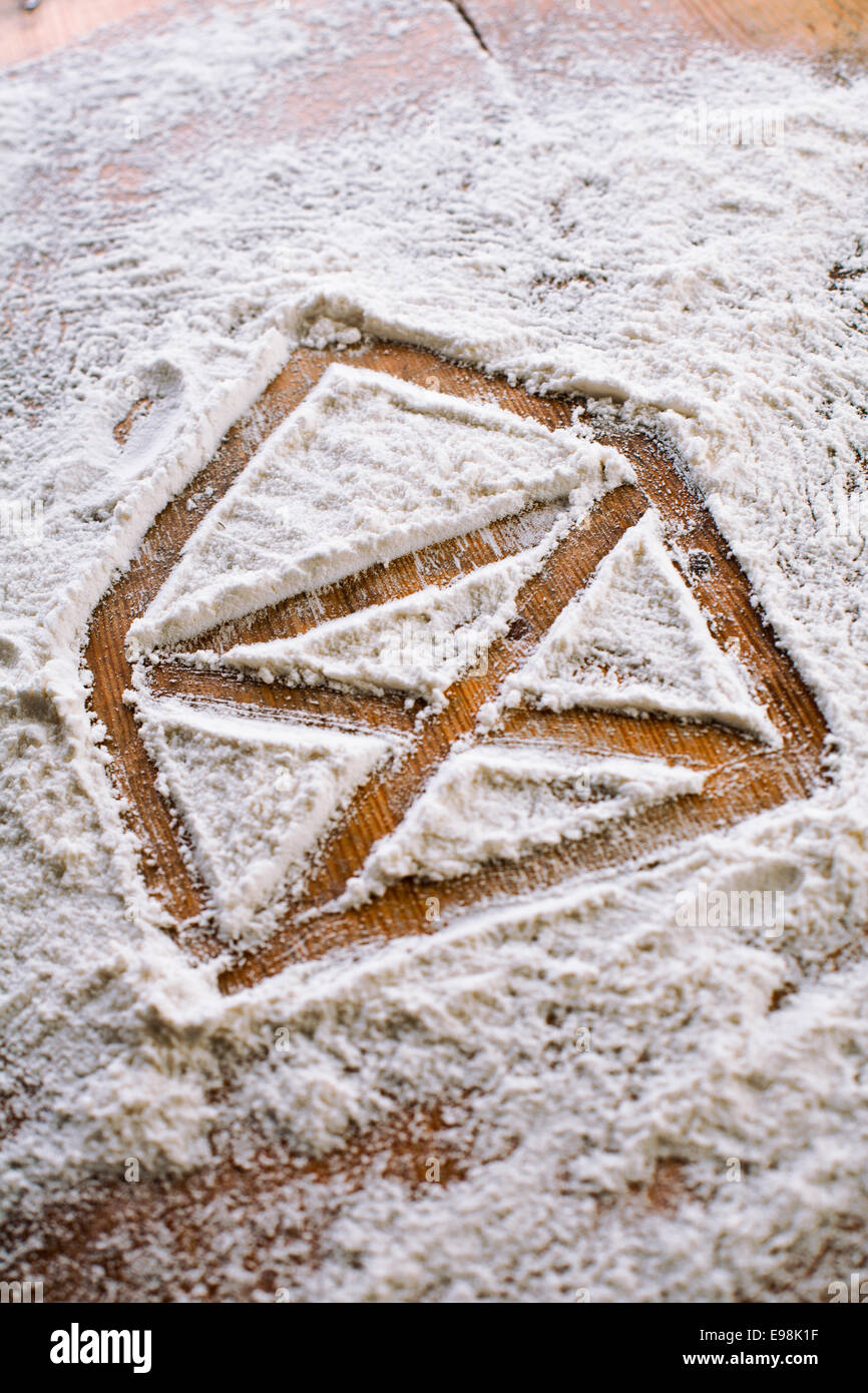 The House of Nicholas, Flour handprints with a house Stock Photo - Alamy