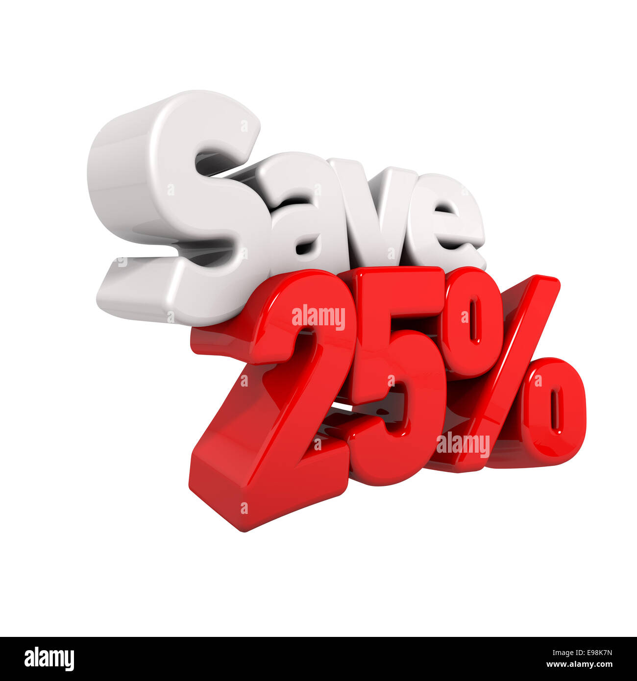A 3d render of twenty-five percent price reduction and save in text and ...