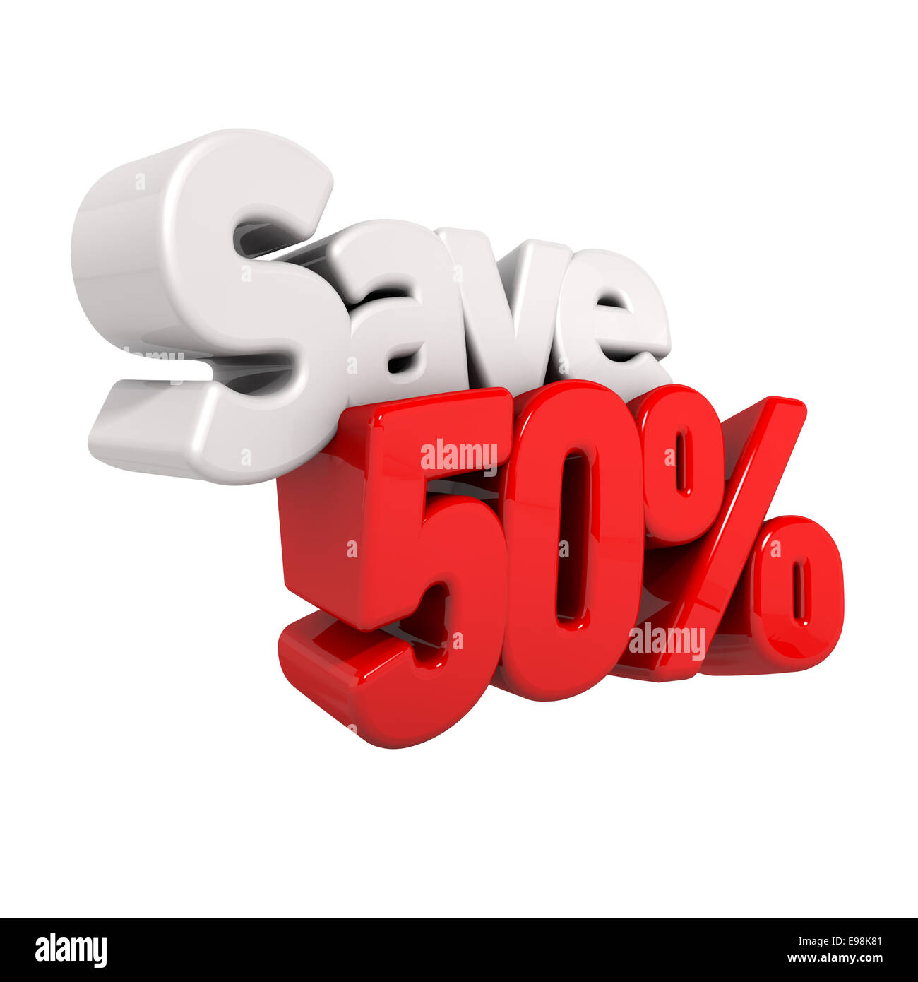A 3d render of fifty percent price reduction and save in text and ...
