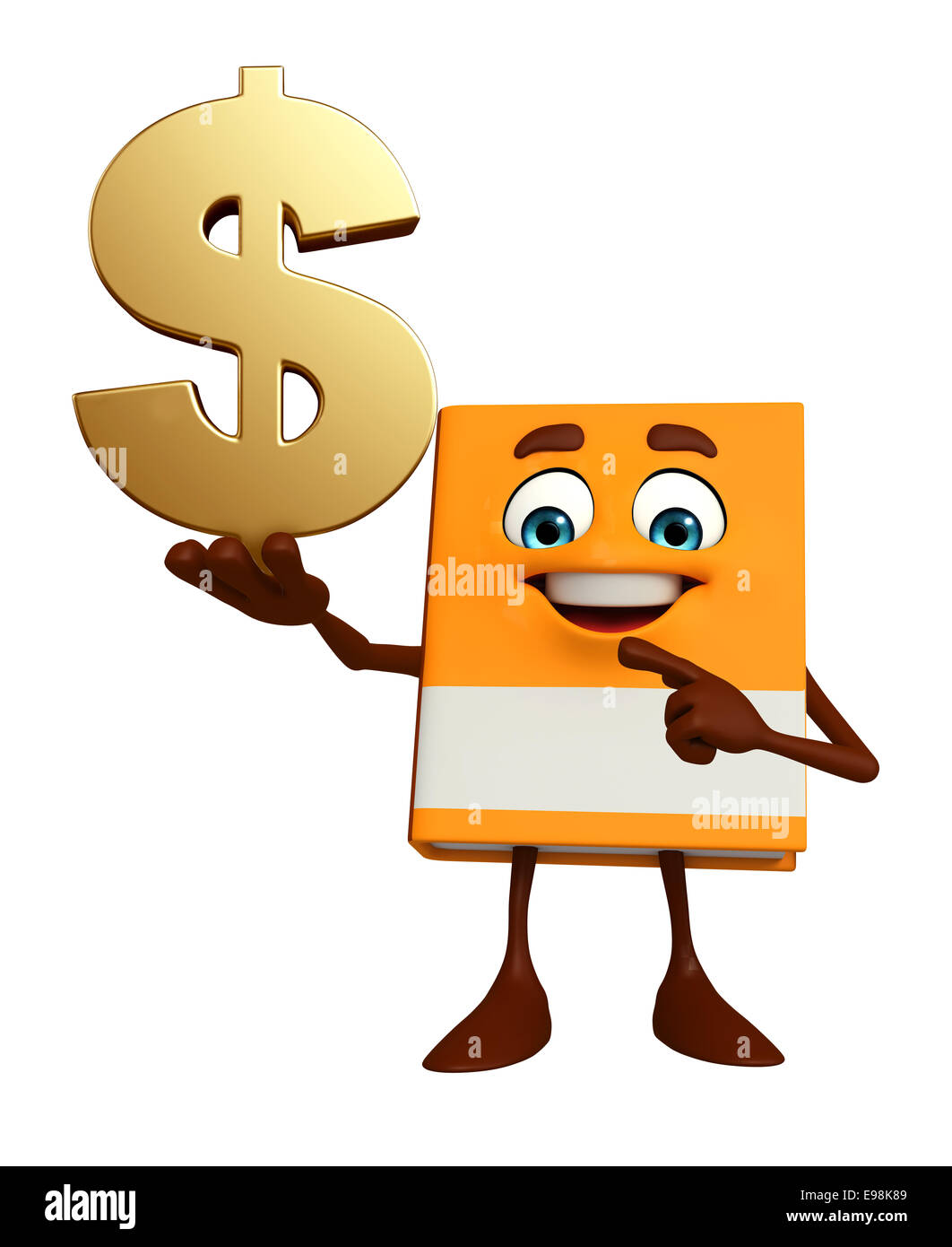 Cartoon Character of Book with dollar sign Stock Photo - Alamy