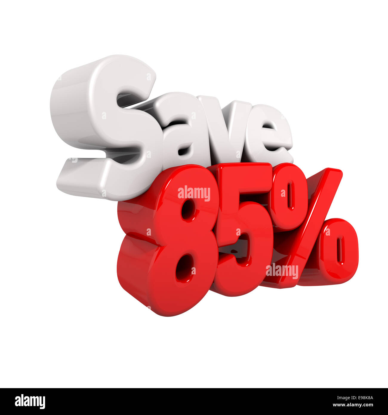 A 3d render of eighty-five percent price reduction and save in text and ...