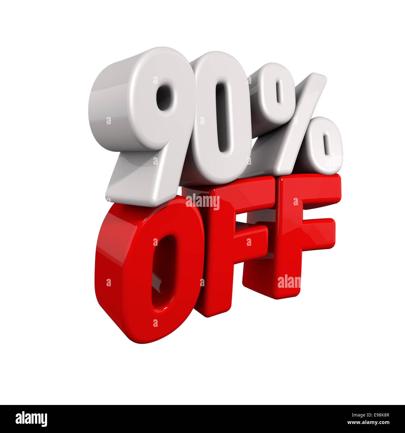 ninety Percent Automatic Reduction. 3d text for 90% OFF in red and ...