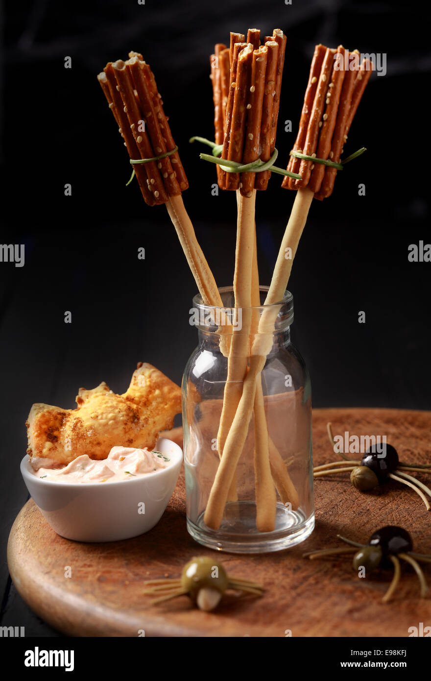Creative Halloween snacks and appetizers with witches broomsticks made ...