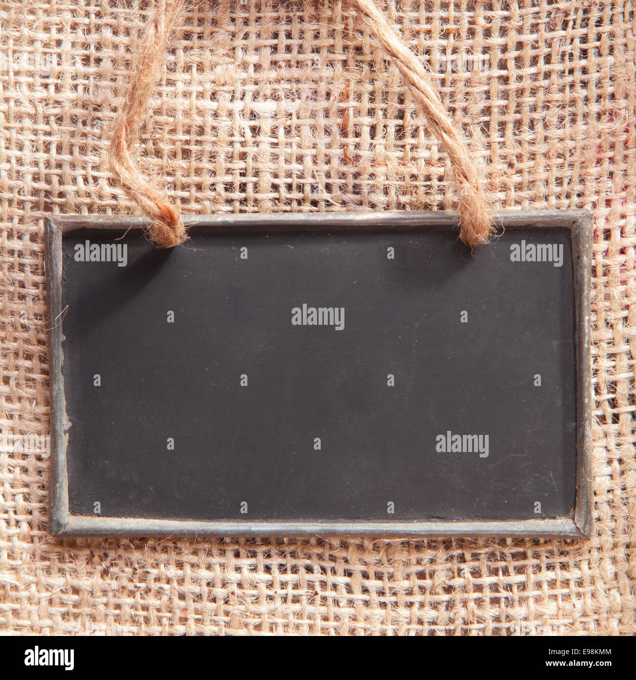 a chalkboard on a textile coffee bag Stock Photo - Alamy
