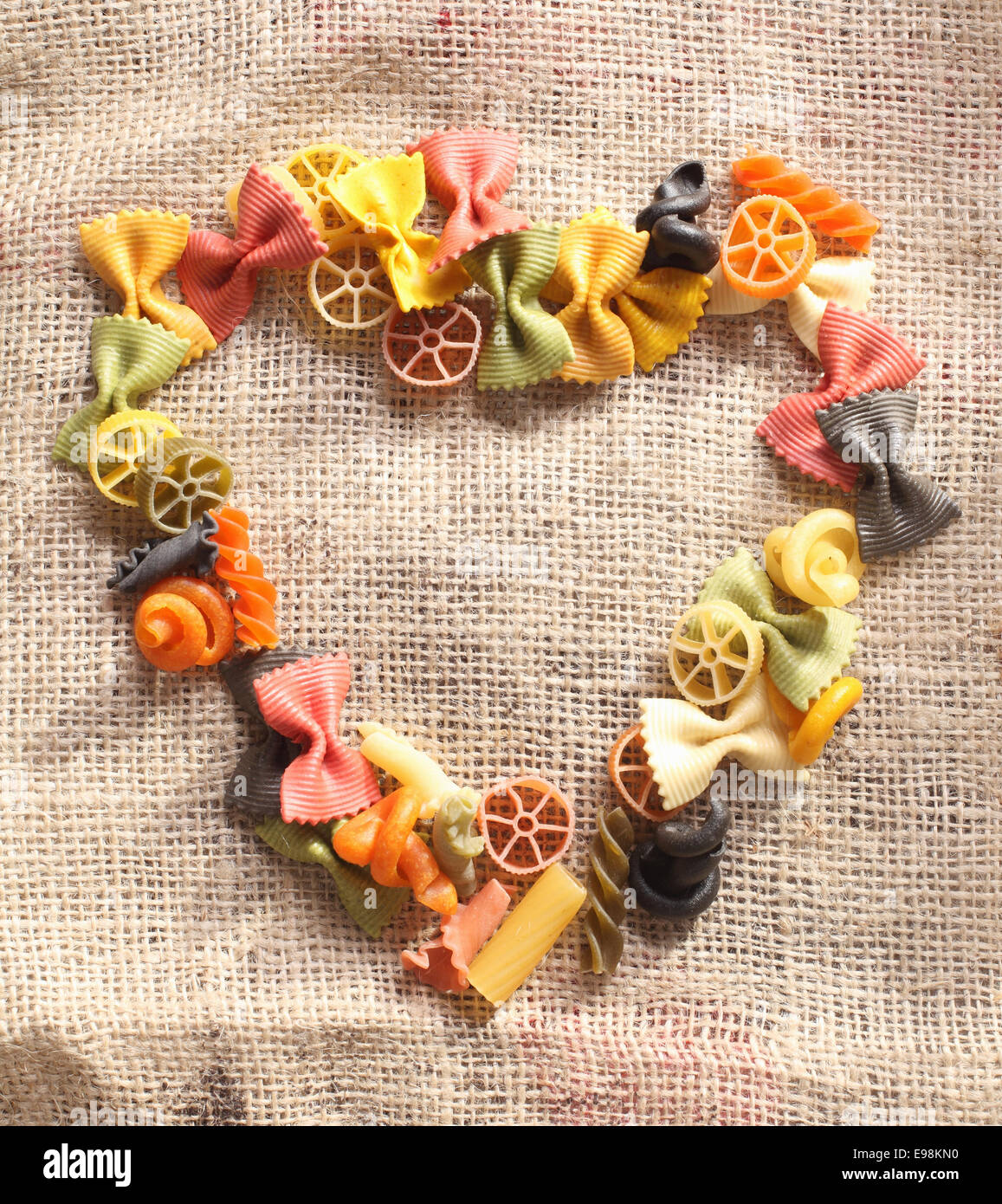 Colorful beauty Pasta Heart. Heart-shaped arrangement of colourful ...