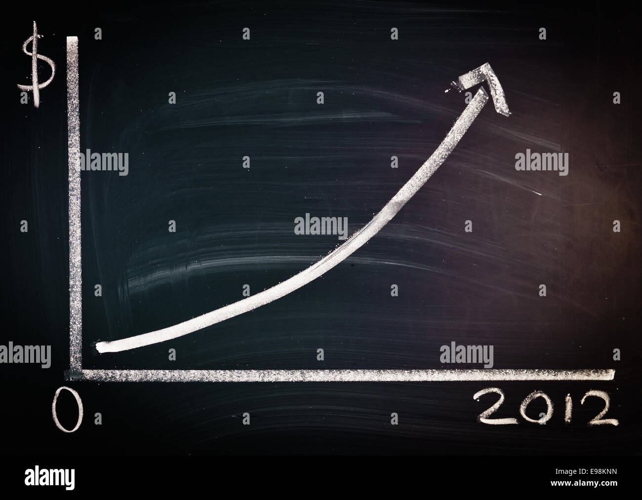 Graph on a blackboard with chalk showing a timeline and moneyline Stock ...