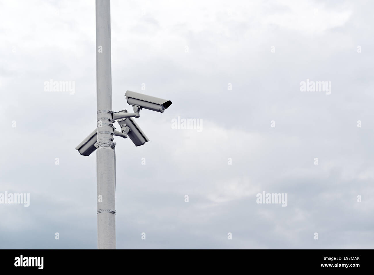 Security CCTV cameras mounted on the post for street surveillance Stock ...