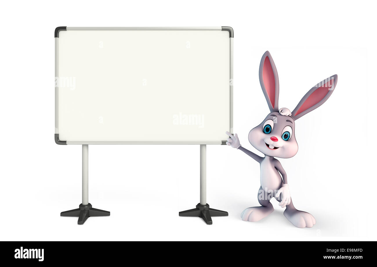 Cartoon Character of Easter Bunny with display board Stock Photo - Alamy