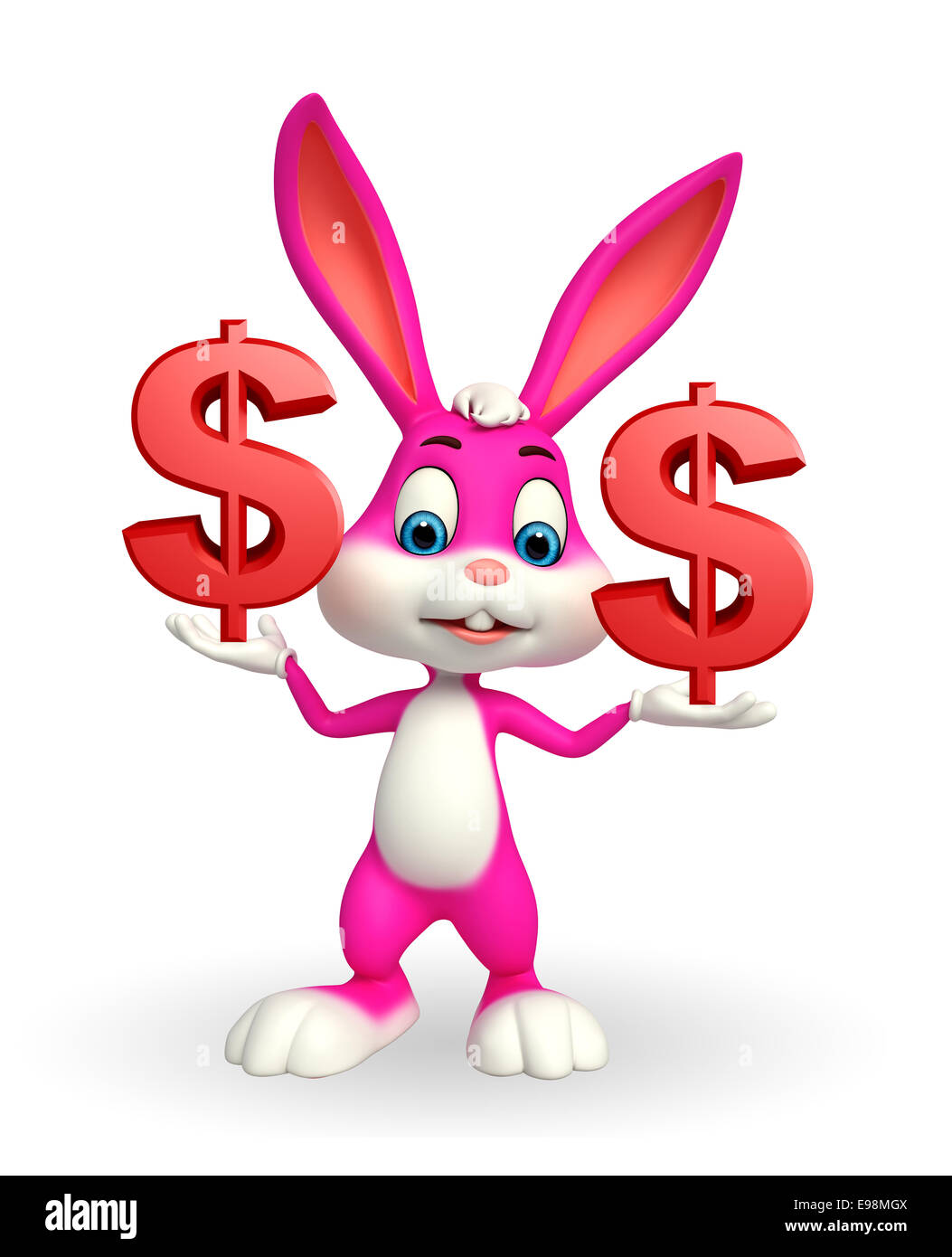 Cartoon Character of Easter Bunny with dollar Stock Photo - Alamy